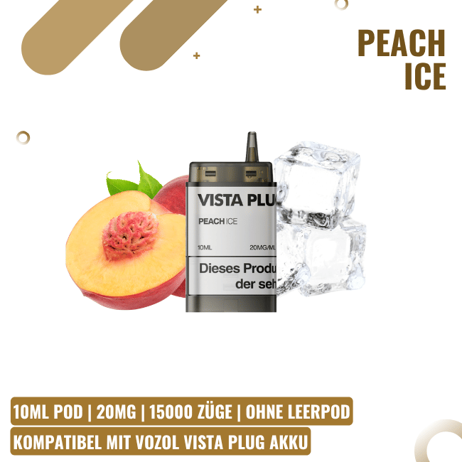 Vozol Vista Plug EZ 15K Pod - Peach Ice, 16,90