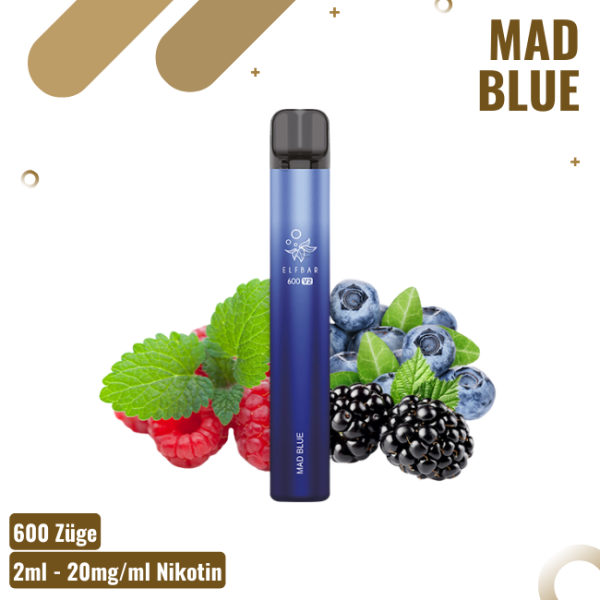 Elf Bar 600 V2 - Mad Blue - E-Zigarette Vape Shop, 4,50